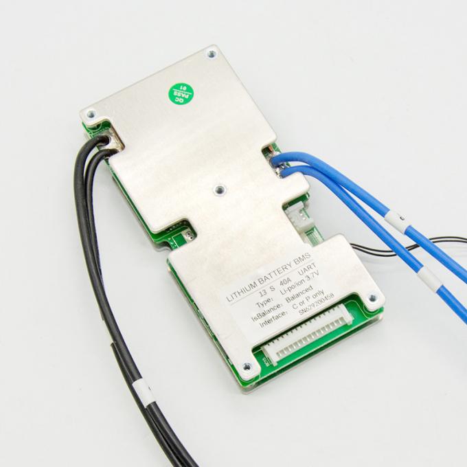 Li Ion Smart BMS UART , BMS 13S 48V 40A 140mm×62mm×16mm Size